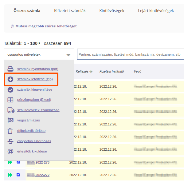 Számla PDF-ek letöltése