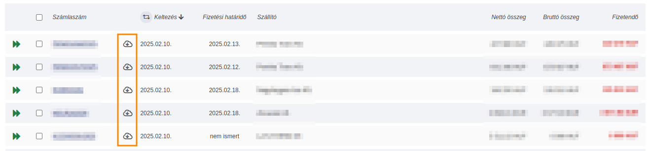 Számlaverzumból érkező számlaadatok kezelése, számlakép feltöltése